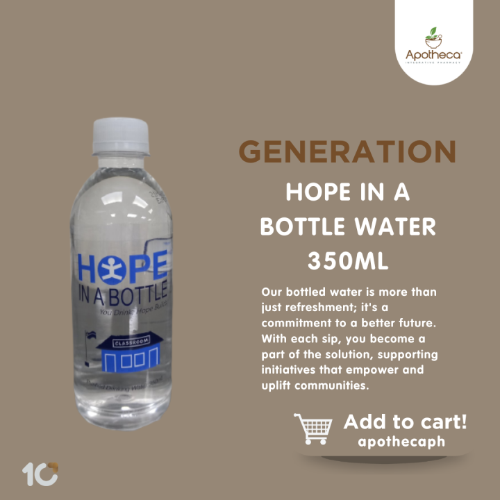 Generation hope in a bottle water 350ml by apothecaph | Lazada PH