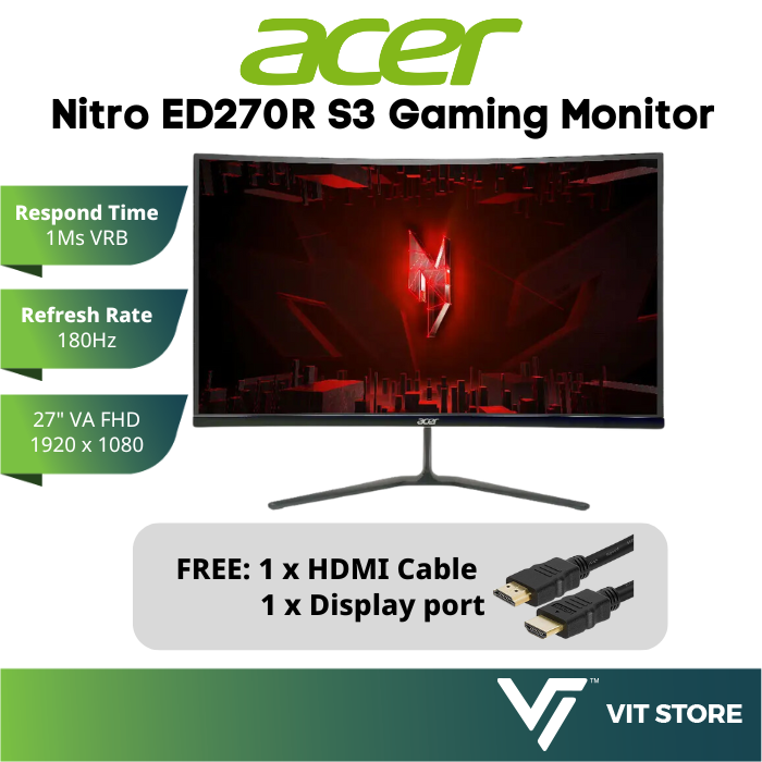 Acer Nitro ED270R S3 Curved Gaming Monitor 27" VA LED FHD ( 1920x1080 ...