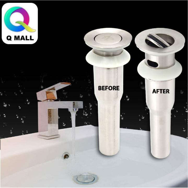 Q MALL CHROME SINK BASIN FLIP TOP WASTE PLUG SLOTTED BATHROOM Tap Push ...