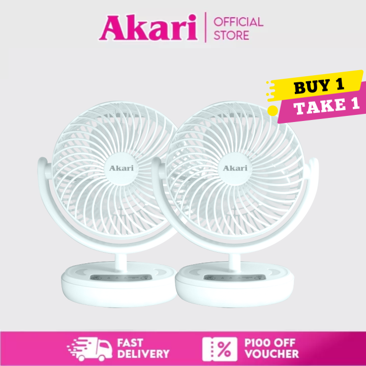 Akari BUY 1 TAKE 1 - 6" Rechargeable Desk fan w/ Night Light Function ...