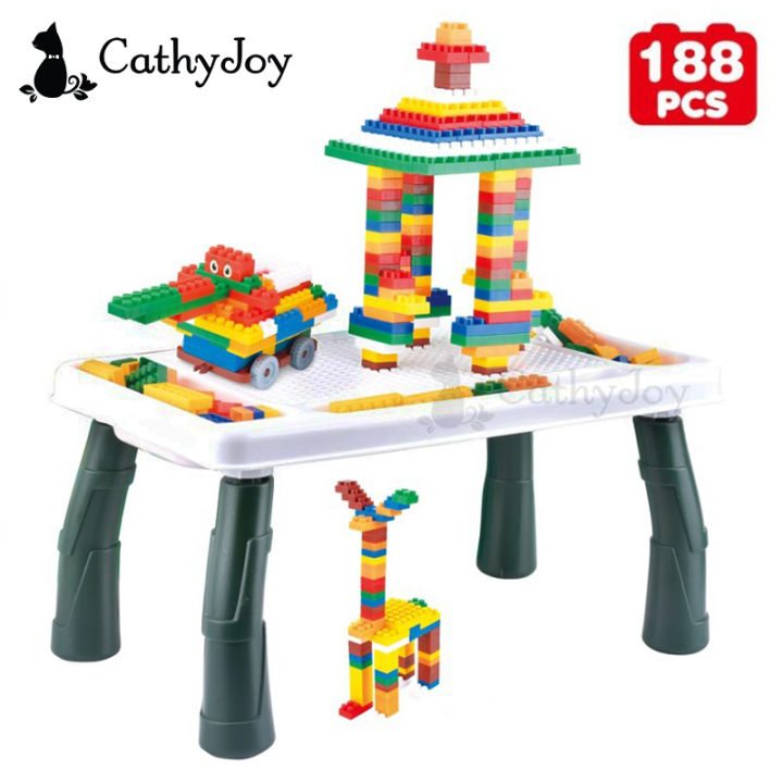 CathyJoy Kids 188 Pcs Building Block with Table Creative Fun Blocks DIY ...