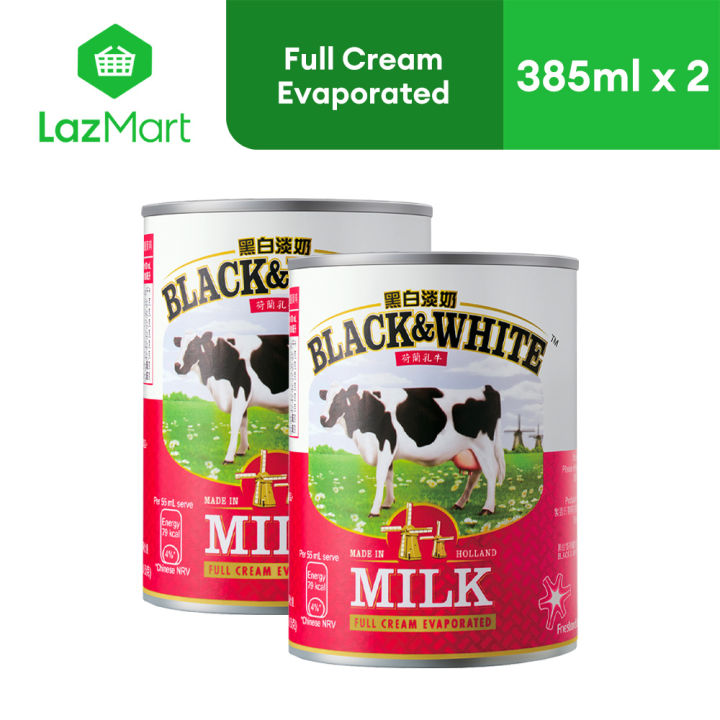 Black and White Full Cream Evaporated Milk 385ml - Pack of 2 | Lazada PH