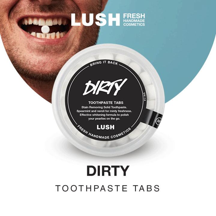 LUSH Dirty Toothpaste Tabs 50g for Surface Stain Removal & Whitening ...