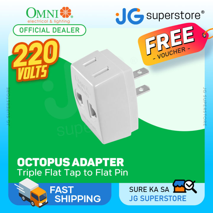 OMNI Octopus Adapter 10A 220V Triple Flat Tap to Flat Pin for ...