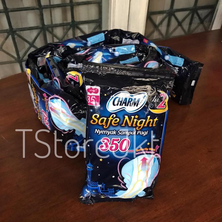 Charm Safe Night 350mm Pembalut Wanita Isi 2 Pads/pack - Renceng (isi ...