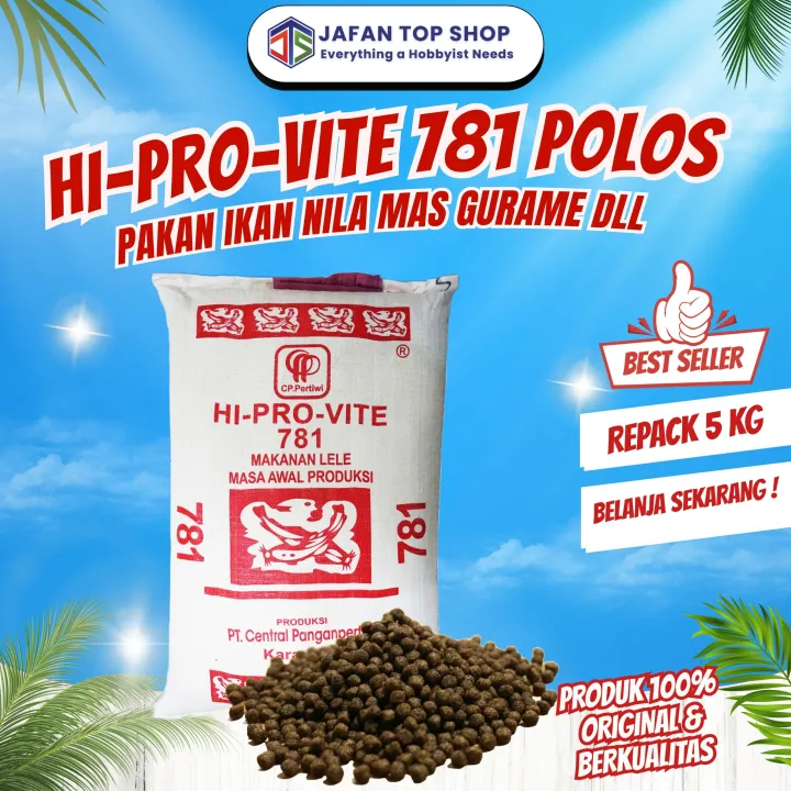 Pakan Pelet Ikan Lele HI-PRO-VITE 781 Polos Untuk Ikan Ukuran 10 - 12 ...