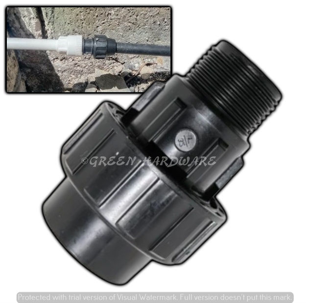 1PCS PE Male Adaptor PE Black Connector (1/2", 3/4" & 1") PE Quick Connect Pipeline Fittings ...