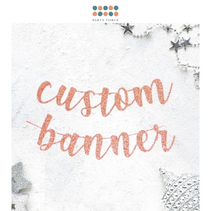 Happy Birthday Banner Rose Gold Custom Cursive Glitter Script Banner ...