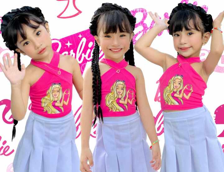 Kids Barbie Popular Cross Neck Tops(DTF Barbie Print | Lazada PH
