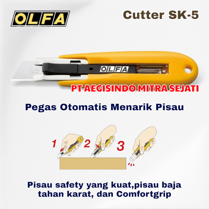 OLFA SAFETY Cutter SK-5 Self Retracting Pisau Ditarik Pegas Otomatis | Lazada Indonesia