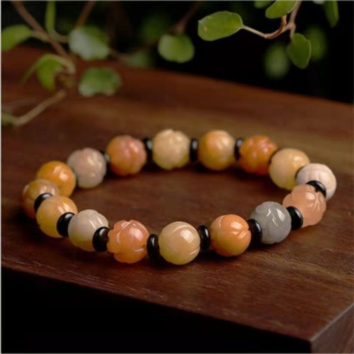 new pattern gold silk jade bracelet colourful Lotus beads quartzite ...