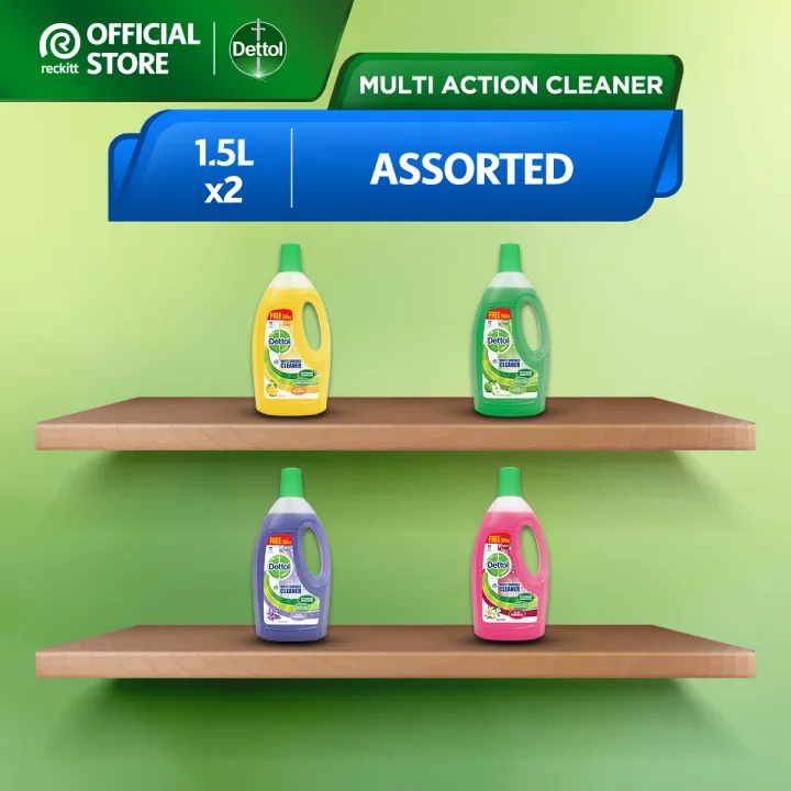 Dettol Multi Action Cleaner/Multi Surface Floor Cleaner Twin Pack 1.5L ...