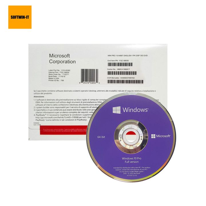 Windows 10 PRO OEM DVD 64BIT Full Package | Lazada.co.th