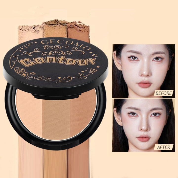 ถาดสี Tri,3D Contour ชุดเครื่องสำอางเคลือบเงาจมูกและคอนซีลเลอร์-Peralatan Rias ละเอียดอ่อนและทน ...