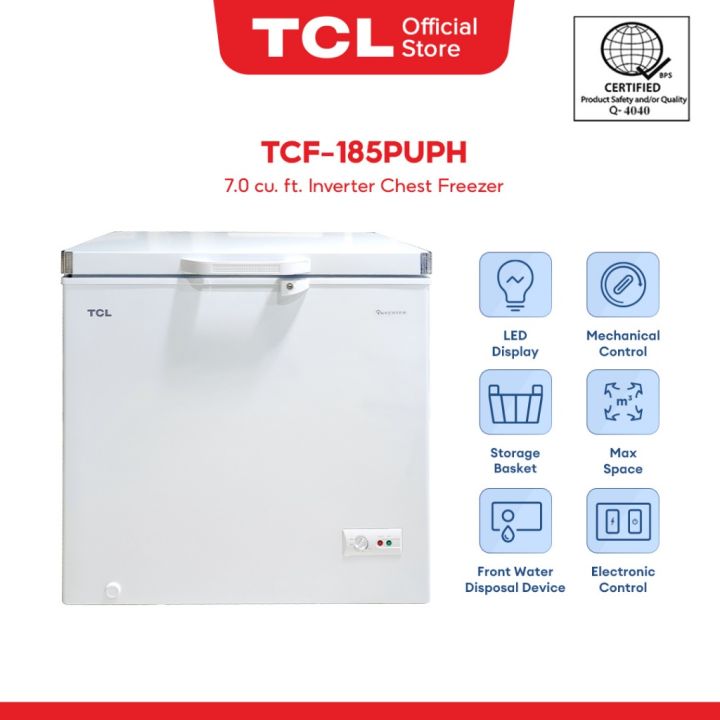 TCL 7 cu.ft. Inverter Chest Freezer - TCF-185PUPH REF (Defrost , LED ...