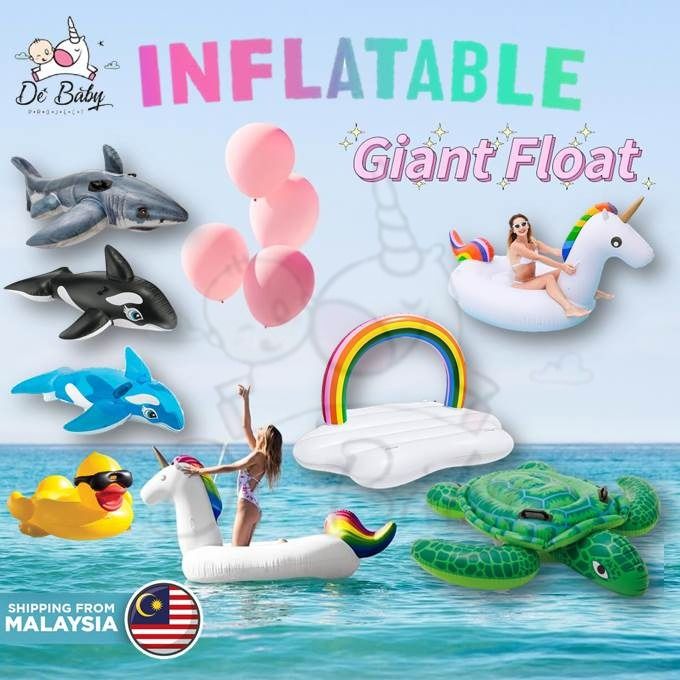Debaby Sparkly Giant Unicorn Float Inflatable Family Pool Float Glitter ...