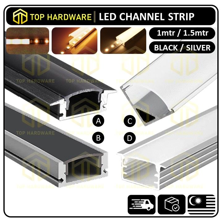 TOP🇲🇾 (1M/1.5M) LED Strip Light Casing Cover LED Aluminium Profile ...