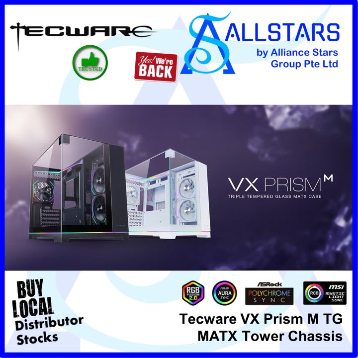 (ALLSTARS : We are Back) TECWARE VX Prism M TG (Black/White) MATX Tower Chassis (TWCA-VXPRM-BKAR ...