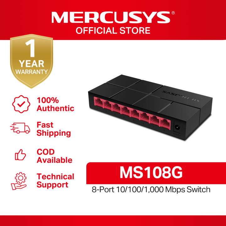 Mercusys MS108G 8-Port Gigabit Desktop Switch 10/100/1000 Mbps Half ...