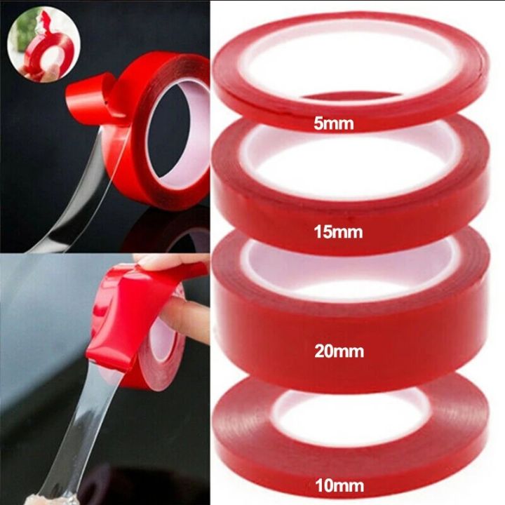3M Red Double Sided Adhesive Tape Acrylic Transparent No Traces Sticker ...