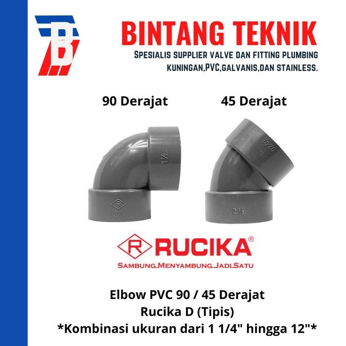 Elbow / Knee PVC Rucika 4" Inch D (Tipis) 90 / 45 Derajat - 90 Derajat | Lazada Indonesia