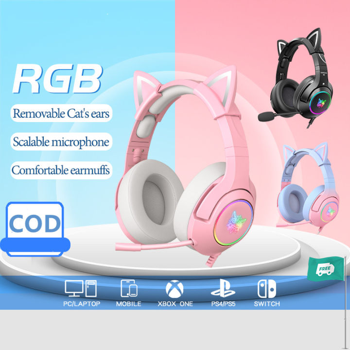 Bluetooth Headphone Wireless Adjustable Cat Ear Headset With Mic ...