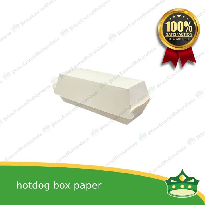 [25 pcs] paper hotdog box white clamshell for take out of hotdogs, sausage, lumpia, siomai ...