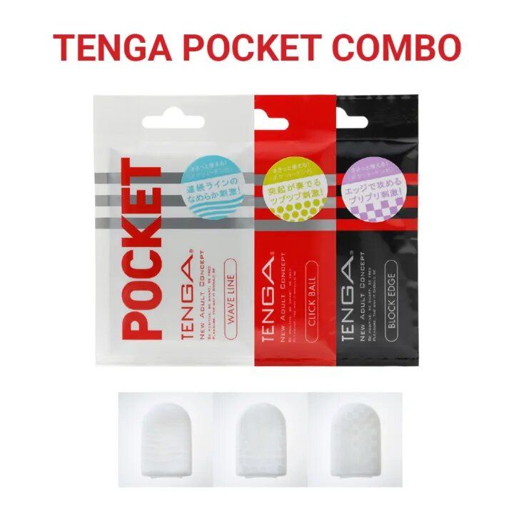 TENGA POCKET COMBO 123 - Wave Line, Click Ball, Block Edge Genuine Men ...