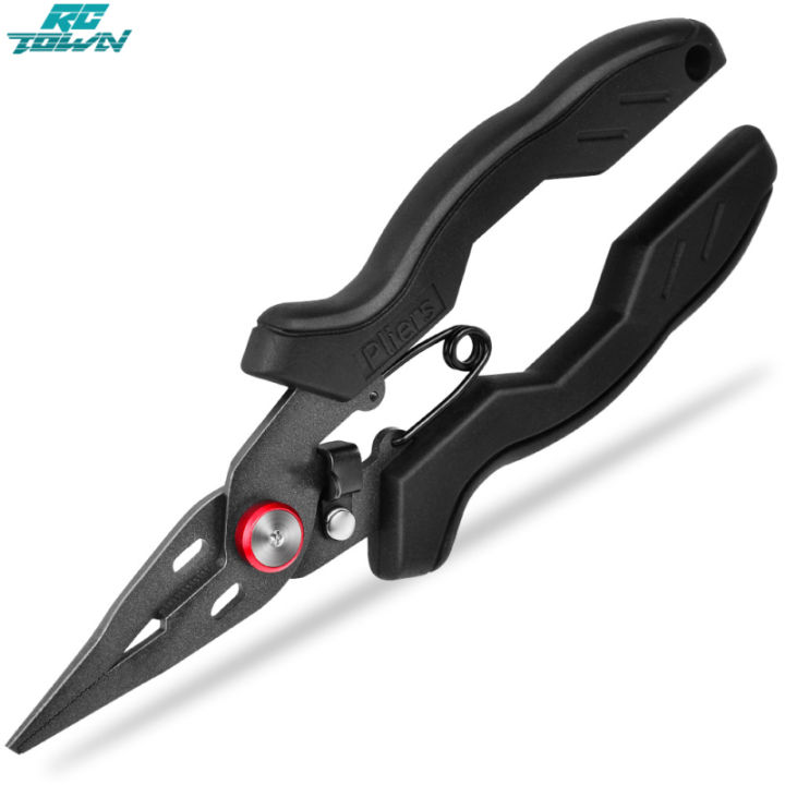 Stainless Steel Fishing Pliers Long Nose Fish Hook Remover Split Ring ...