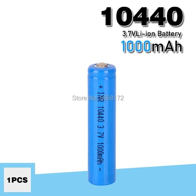 10440 capacity Battery 1000mAh 3.7V Rechargeable Lithium ion AAA Batteries Button Top Li-ion ...