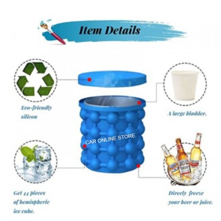 EXTRA LARGE Magic Ice Cube Maker Genie Tray Molds Saving Ice Bucket ...