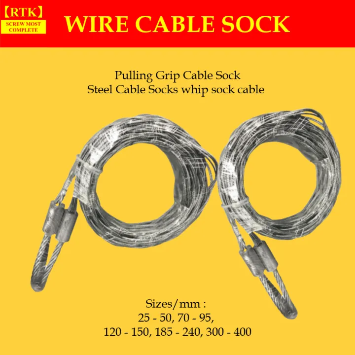 RTK Electric Wire Rope Stick Sock Cable Pulling Grip Steel Towing Socks ...
