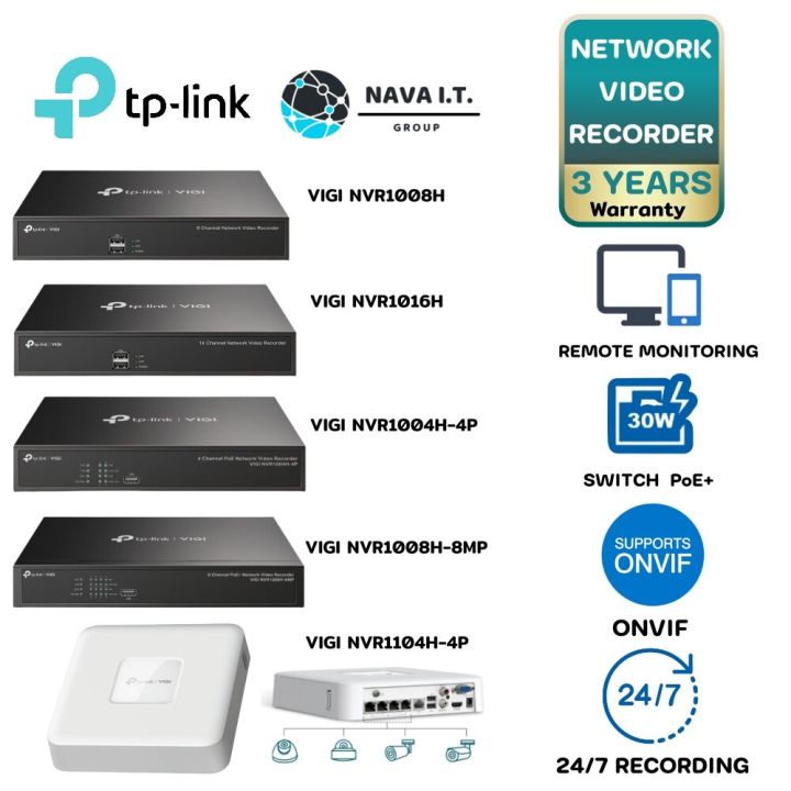 TP-LINK VIGI เครื่องบันทึก NVR 4/8/16 Channel Network Video Recorder ประกัน 3ปี | Lazada.co.th