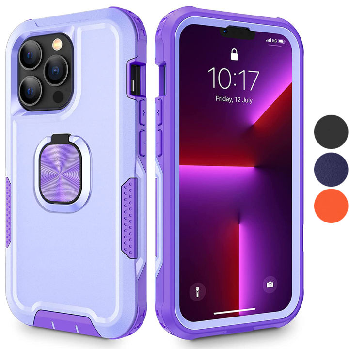 for iPhone Case with Kickstand,Built-in 360 Rotate Ring Stand Three ...