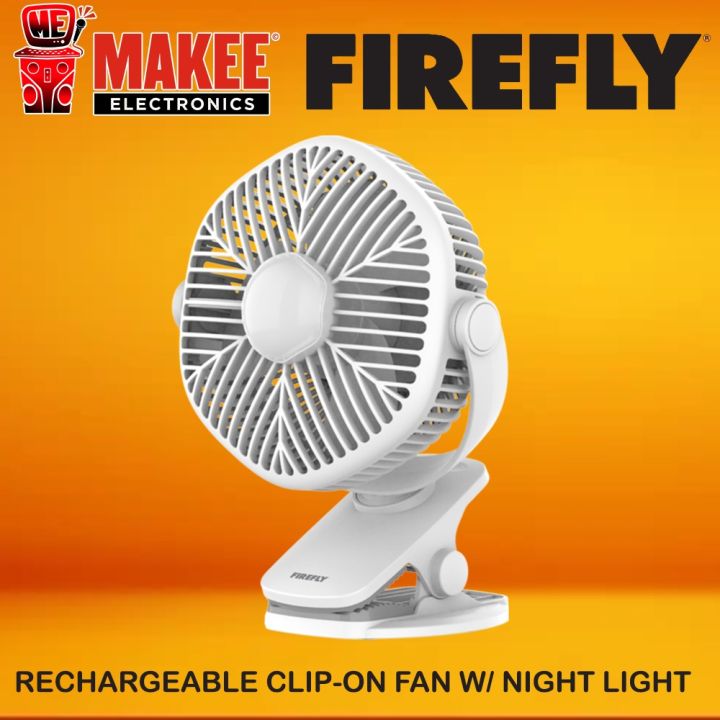 ♚Firefly FEL811 Rechargeable Clip-on Fan with Night Light | Lazada PH