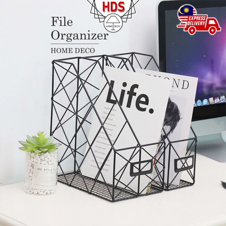 HDS Nordic Steel File Organizer 📚 Office File Storage Rack Desktop Book ...