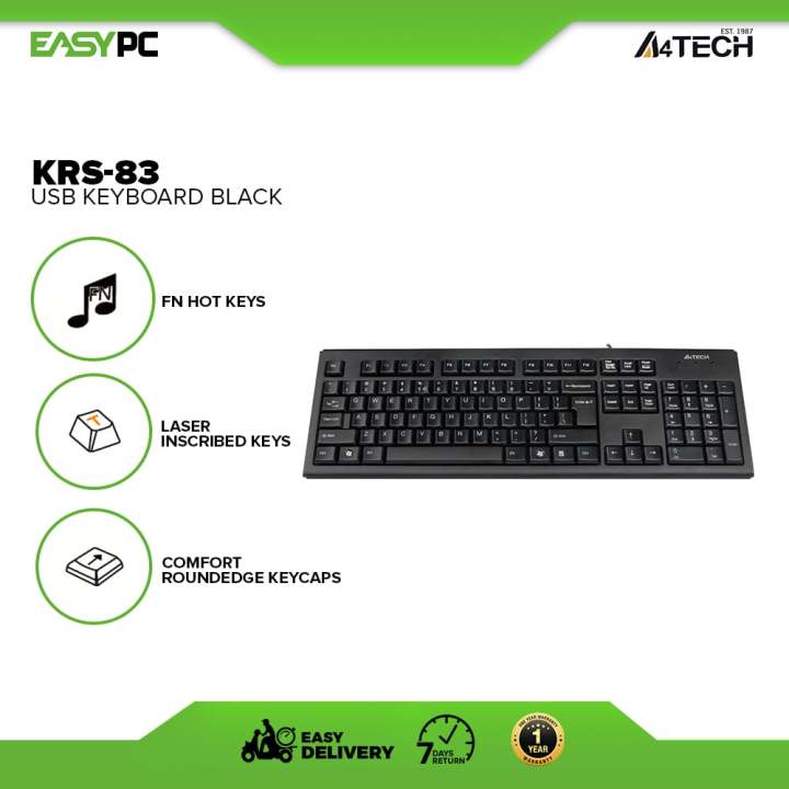 EasyPC | A4Tech KRS-83 Usb Keyboard Black Basic Keyboards for Pc ...