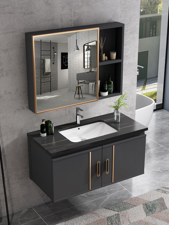 Bathroom wash basin cabinet combination ceramic integrated basin ...