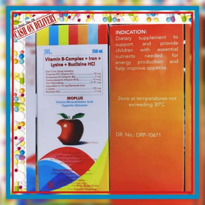 IROPLUS VITAMIN B-COMPLEX + IRON + LYSINE + BUCLIZINE HCI 250ml | Lazada PH