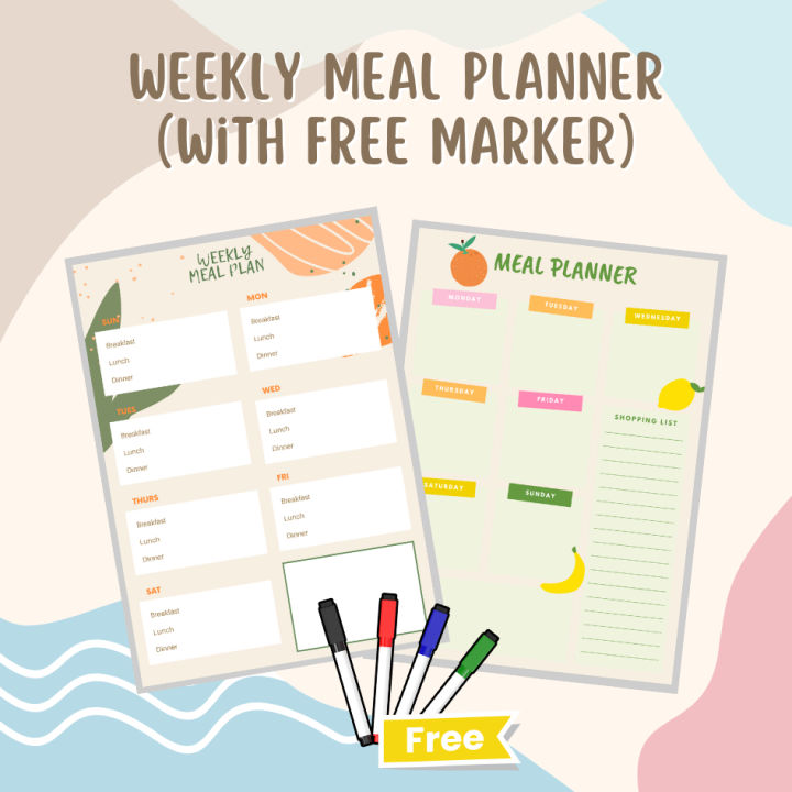 Magnetic Laminated Meal Planner For The Fridge With Marker | Ref Magnet ...