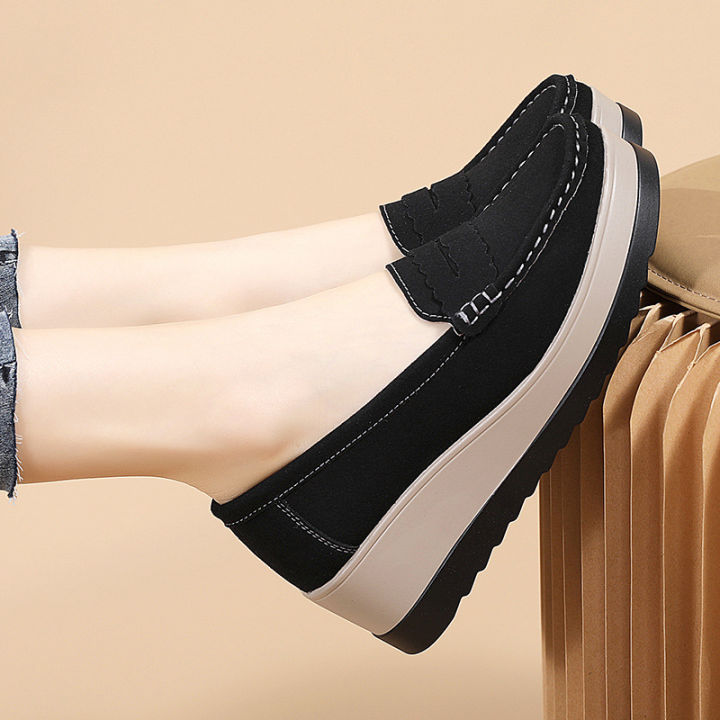 Platform Shoes for Women Large Size Mother Shoes Slip Ons Thick Sole ...