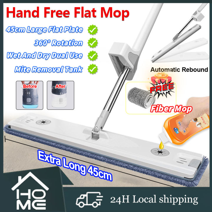 Lazy Mop with Microfiber Pad Mop Lantai Serbaguna Hand Free Washing ...