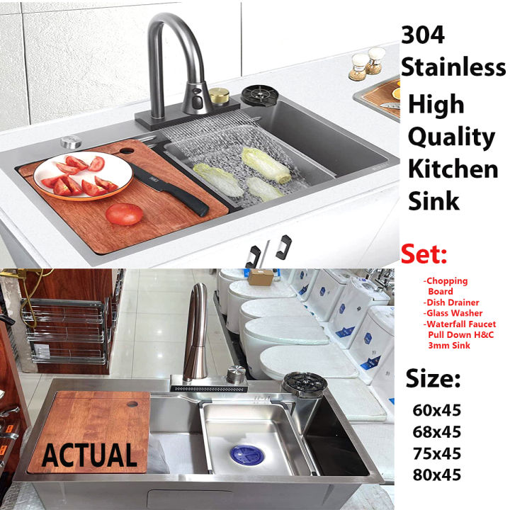 5 in 1 Kitchen Sink single tub 304 Stainless 3mm thickness / Modern ...
