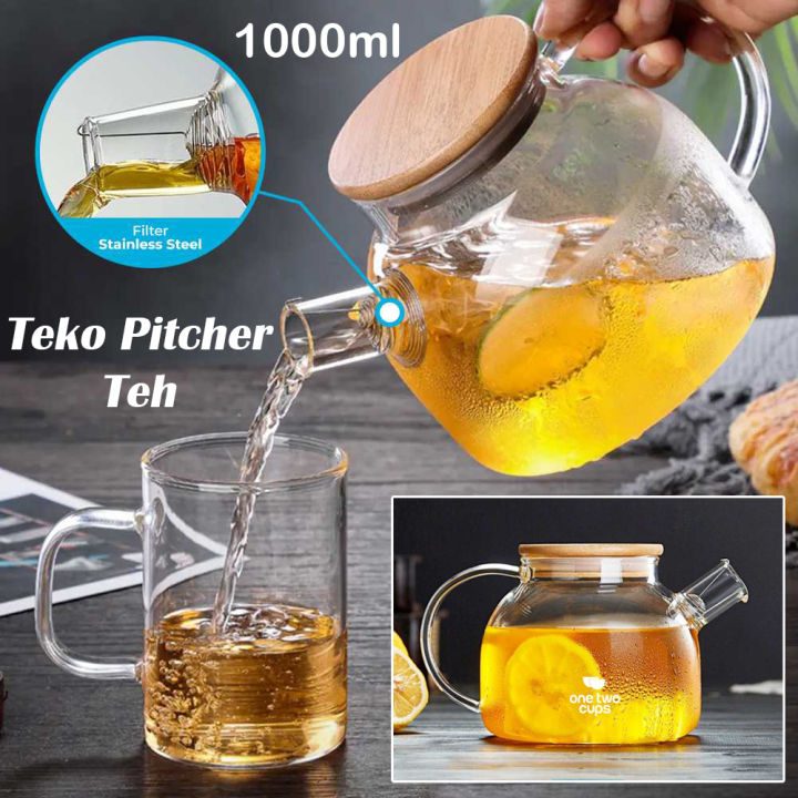 Teko Kaca Pitcher Teh 1L Chinese Teapot Maker Glass Ketel Transparan Bening Tahan Panas | Lazada ...