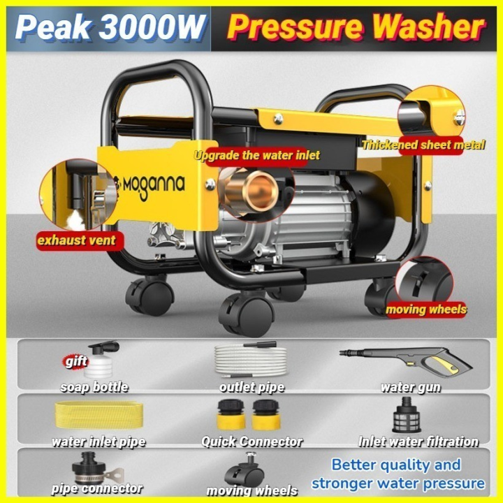 Portable High Pressure Washer 3000W Peak Super Power Cleaner Water Jet Sprayer Machine Car ...