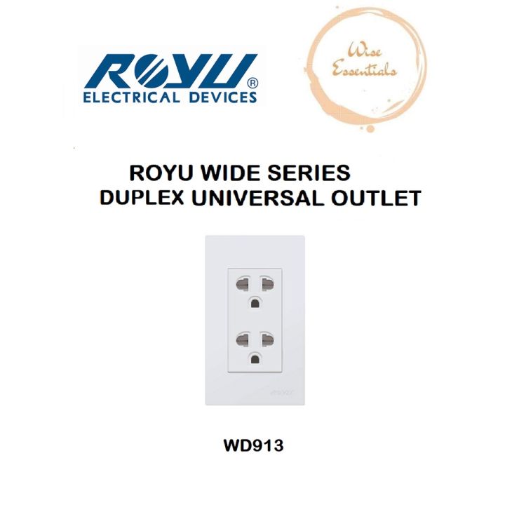 ROYU Wide Duplex Universal Outlet with Ground and Shutter Set Wide ...