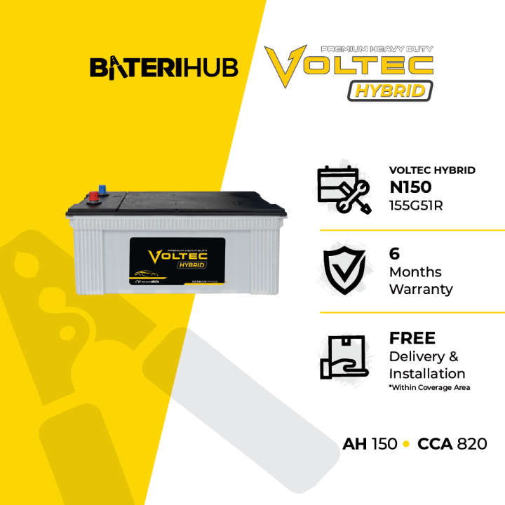 [ FREE INSTALLATION ] N150 (155G51) | Voltec Hybrid WET | Lorry Boat Truck Boat Battery Machine ...