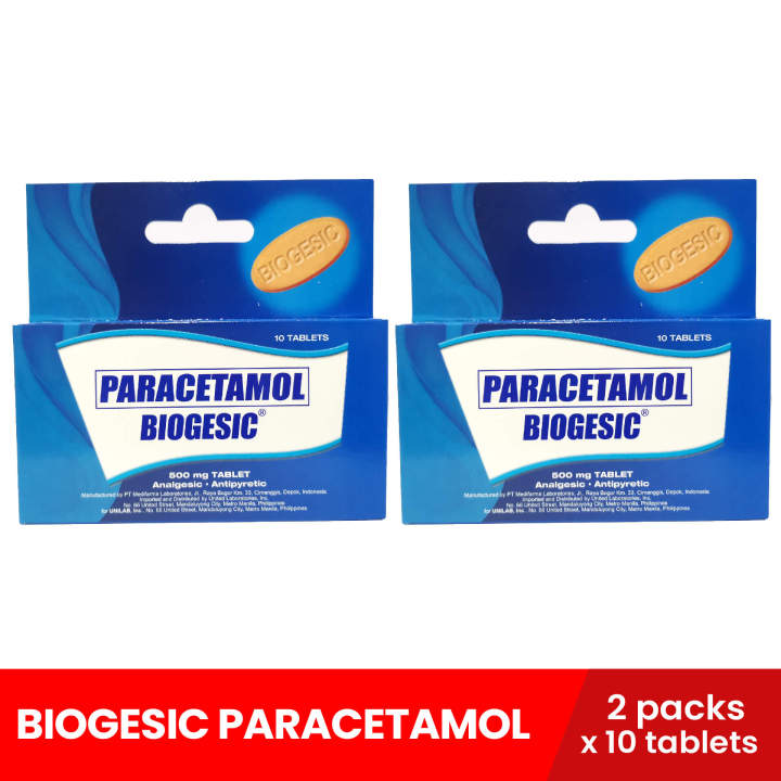 BIOGESIC 500mg x 2 packs x 10 tablets (For Pain Relief & Fever), health ...