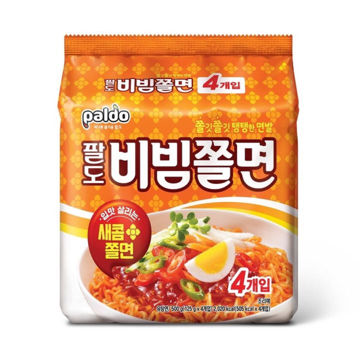 [Original] 비빔쫄면 Paldo Bibim Jjolmen (บะหมี่เย็นรสเผ็ดกึ่งสำเร็จรูป) 125g*4 | Lazada.co.th
