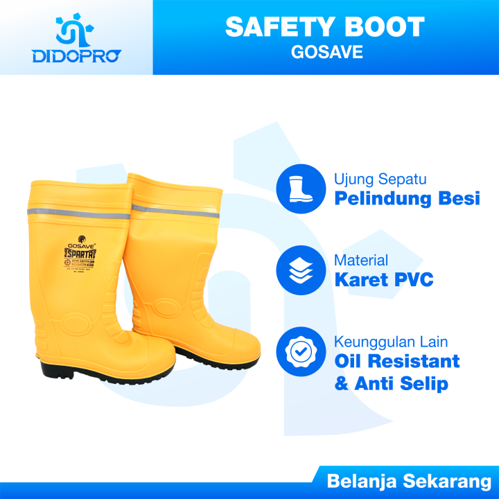 Sepatu Boot Rubber Safety GOSAVE SPARTA Karet Steel Toe Proyek | Lazada ...